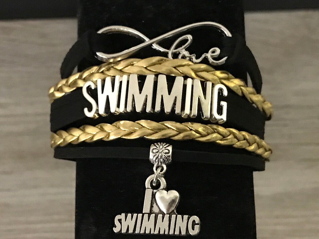 Swimming Bracelet, I Love Swimming, Swimmer's Gift, Swim Team Gift ...