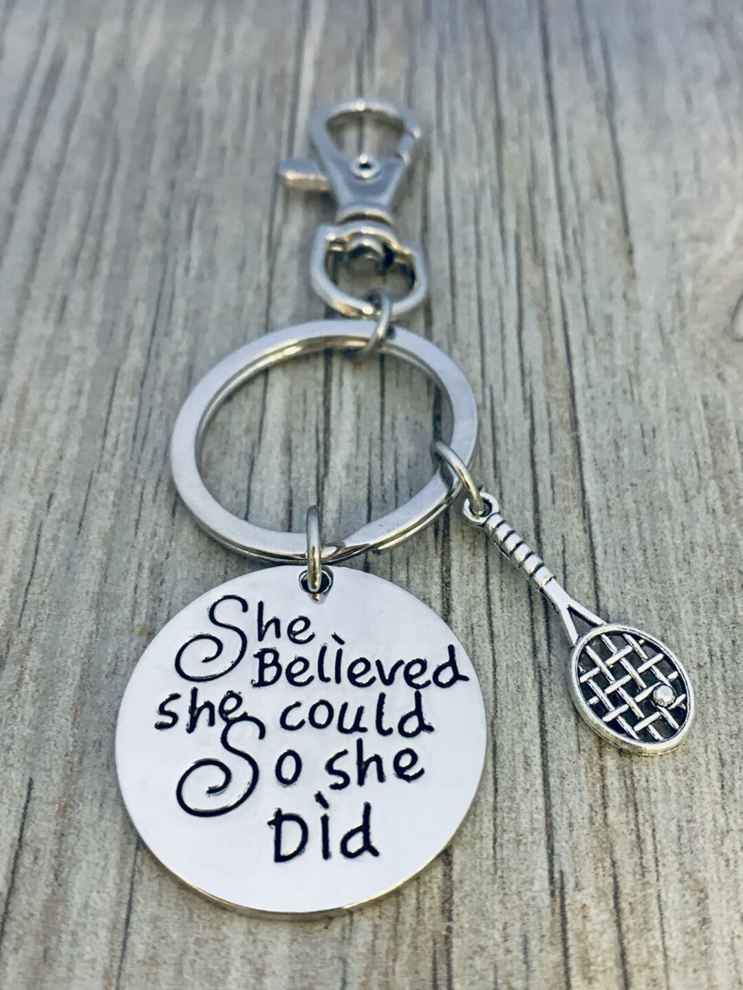 Tennis Keychain, She Believed She Could so She Did Keychain, Tennis ...
