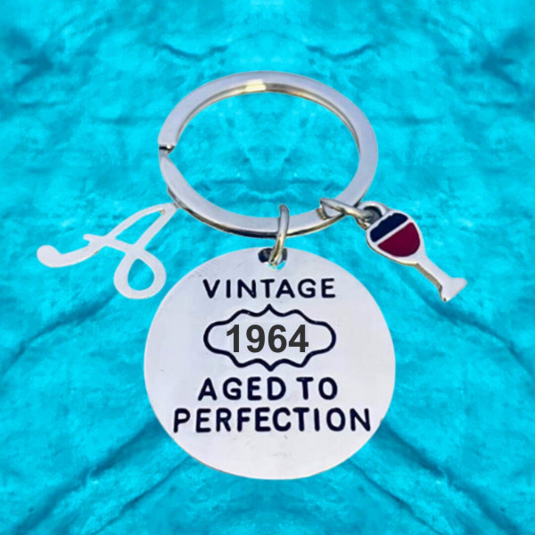 Personalized 60th Birthday Keychain, Women's Vintage 1964 Aged to ...