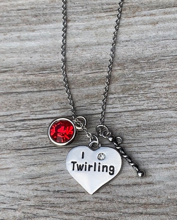 Personalized Girls Baton Twirling Heart Charm Pendant | Etsy