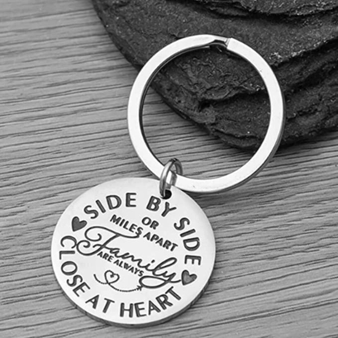 Family Keychain, Side by Side or Miles Apart,always Connected by Heart ...