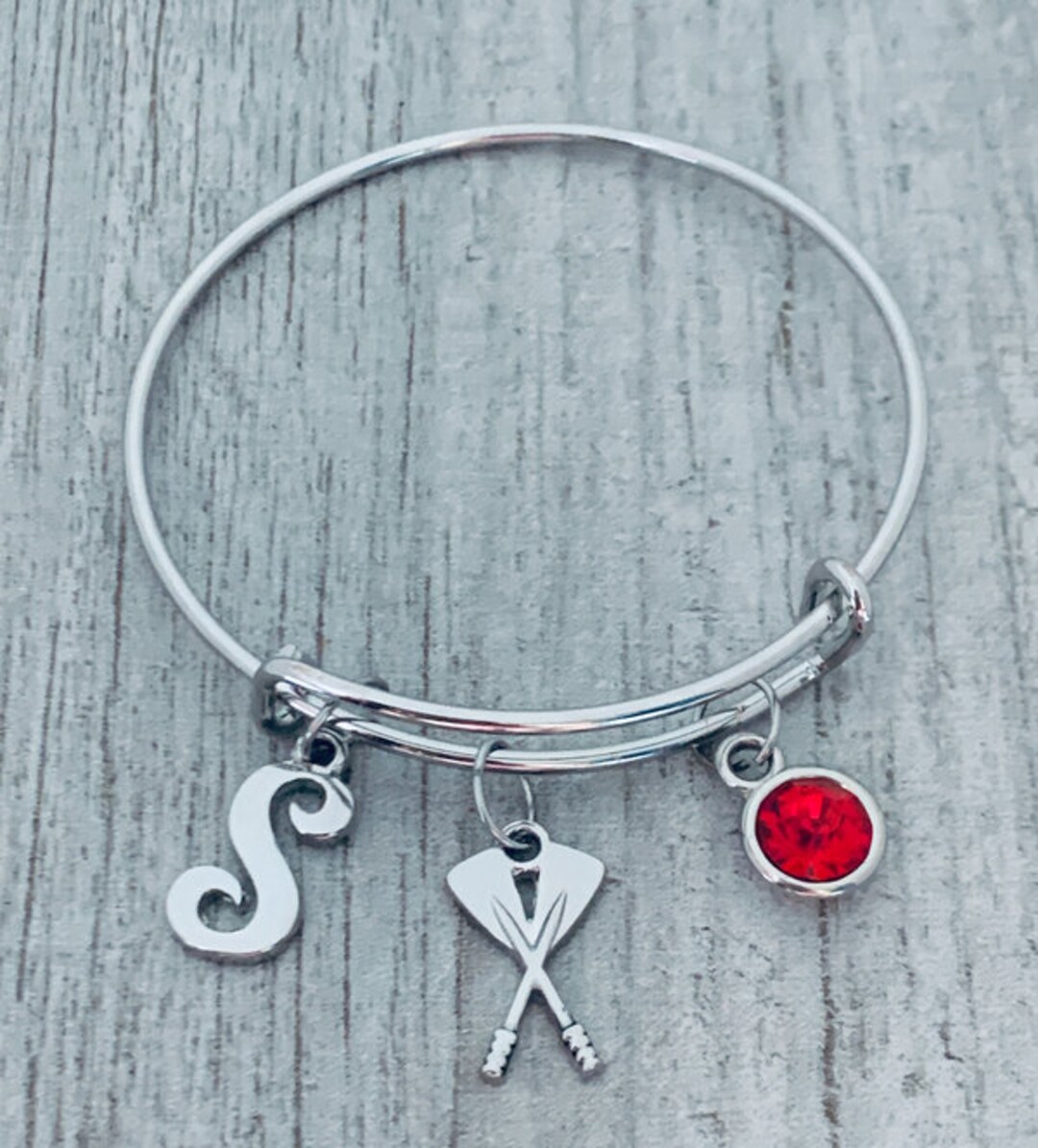 Rowing Bracelet, Personalized Crew Oars Charm Bangle, Rowing Crew Gift ...
