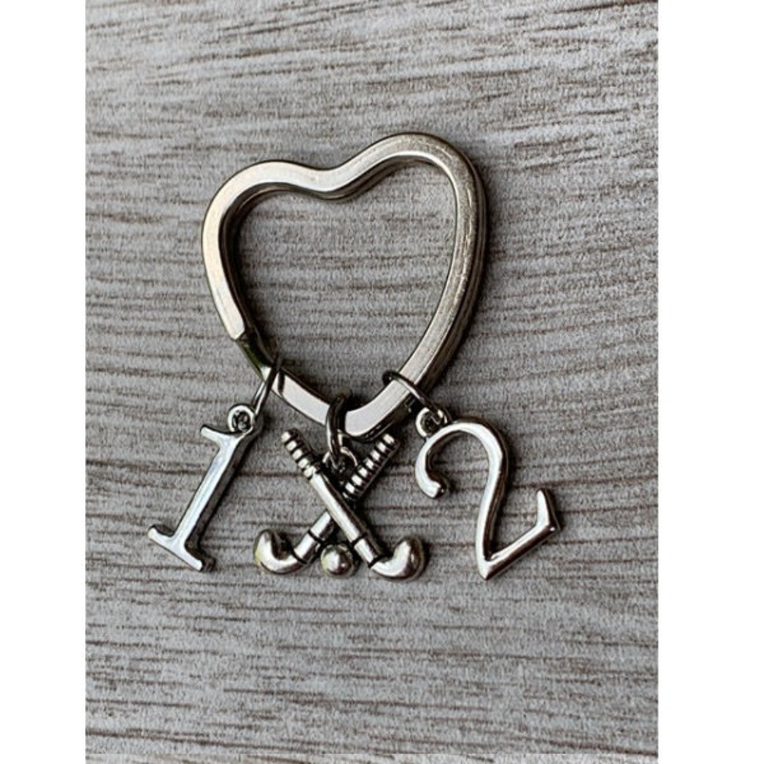 Personalized Field Hockey Keychain W/ Number Charm, Girls Custom Field ...