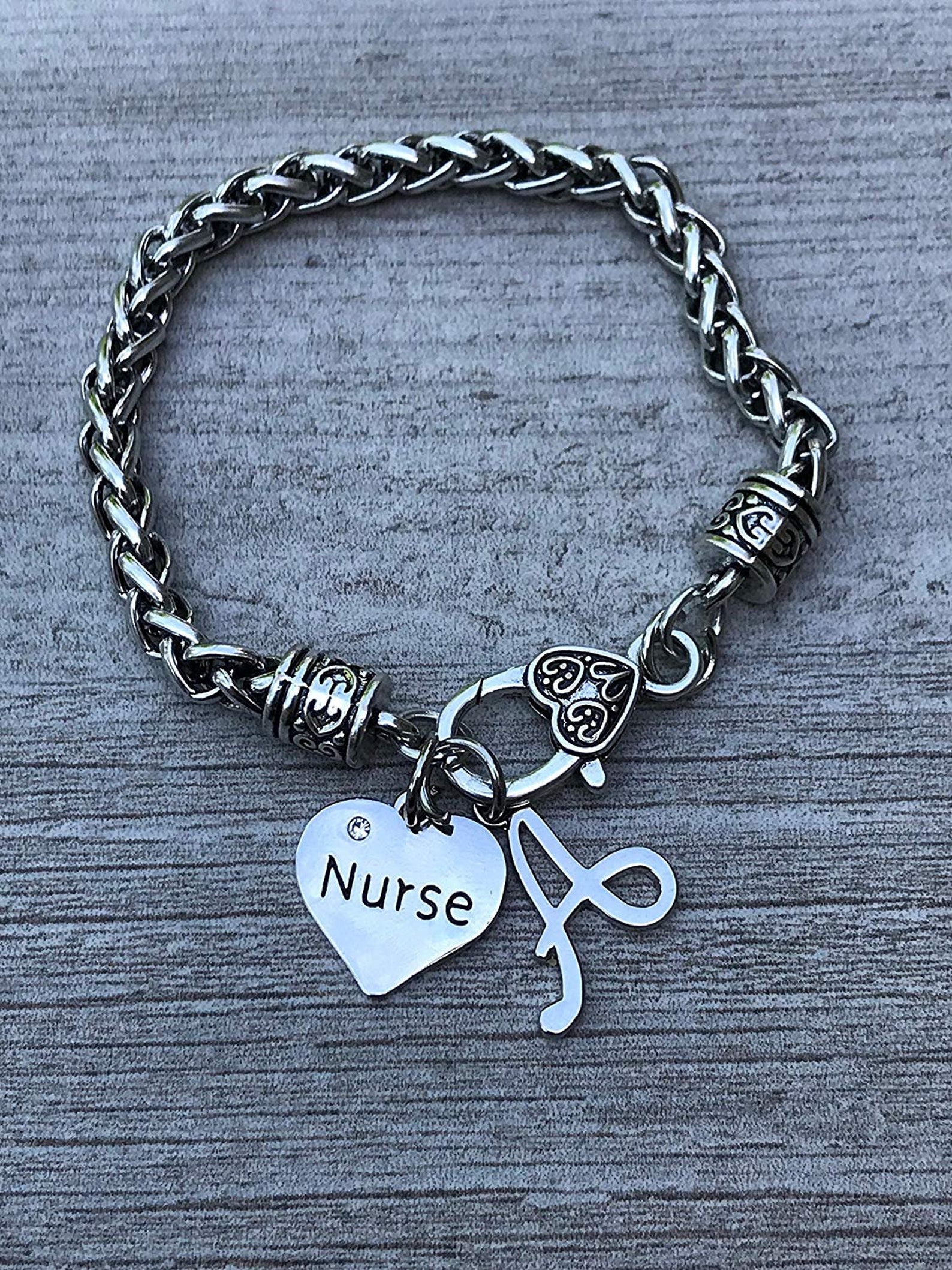 Personalized Nurse Charm Bracelet Initial Letter Charm | Etsy