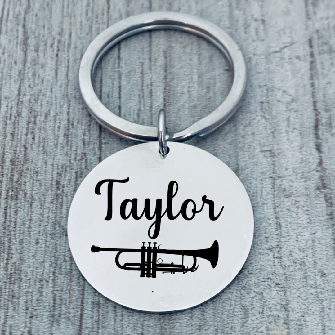 Personalized Musical Instrument Keychain, Pick Instrument, Name ...