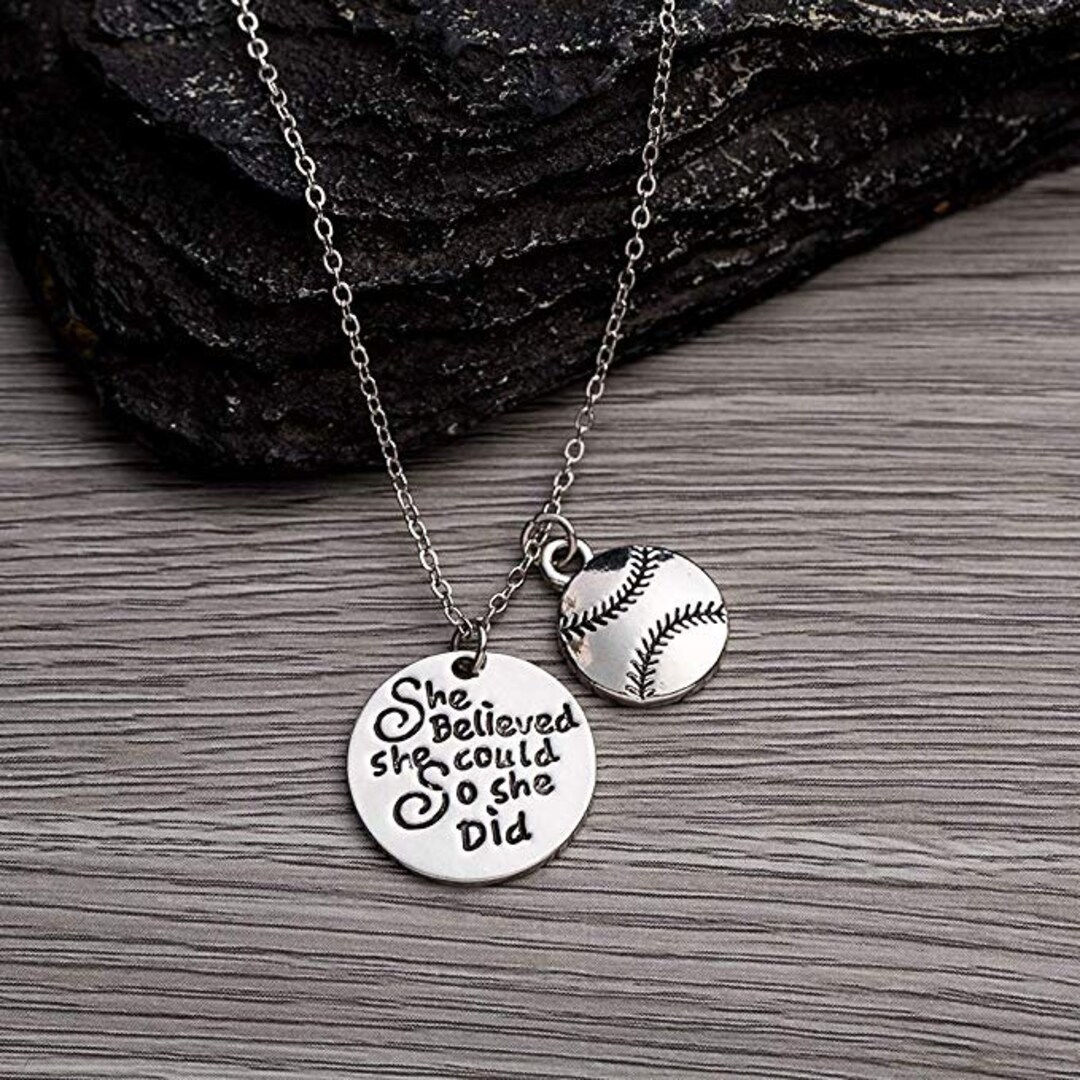 Softball Necklace, Softball Jewelry She Believed She Could so She Did ...