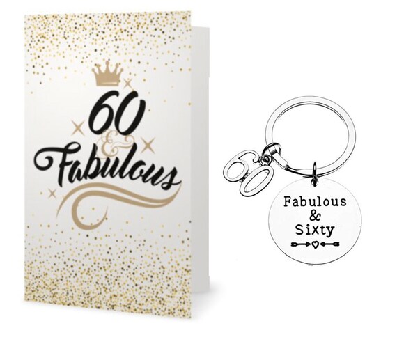 60th Birthday Charm Keychain & Card Gift Set 60th Birthday | Etsy