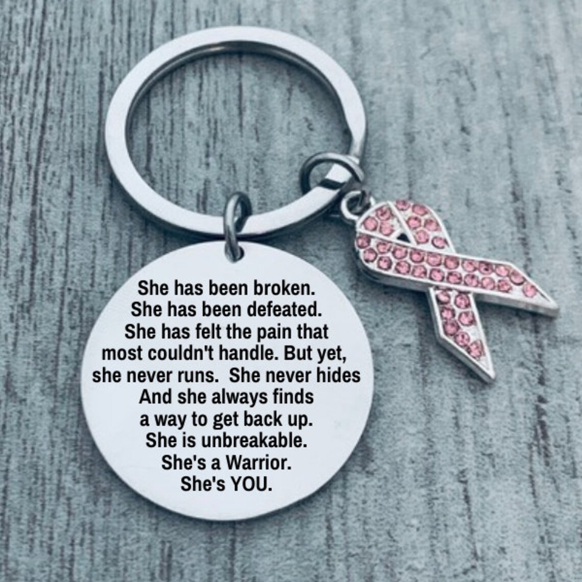Breast Cancer Keychain Pink Ribbon Inspirational Jewelry - Etsy