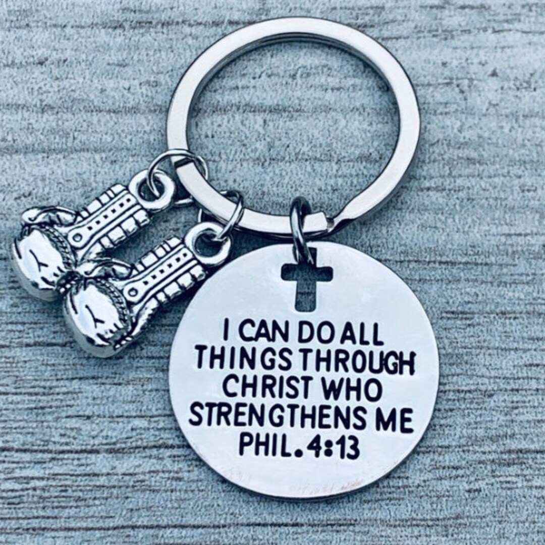 Boxing Gift, Christian Faith Keychain, I Can Do All Things Through ...