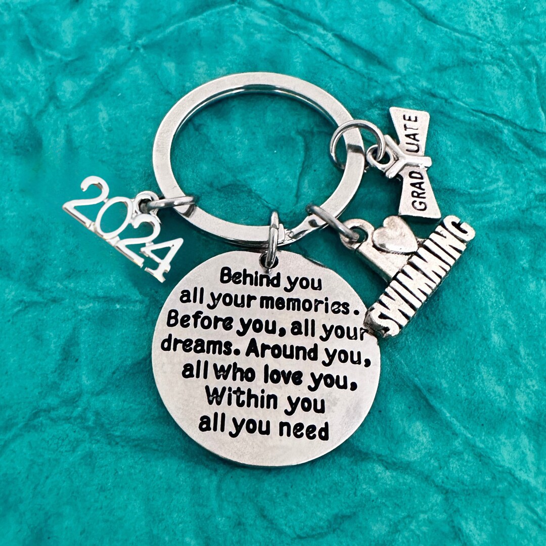 Swim Graduation Keychain, 2024 Behind You All Your Memories Girls ...
