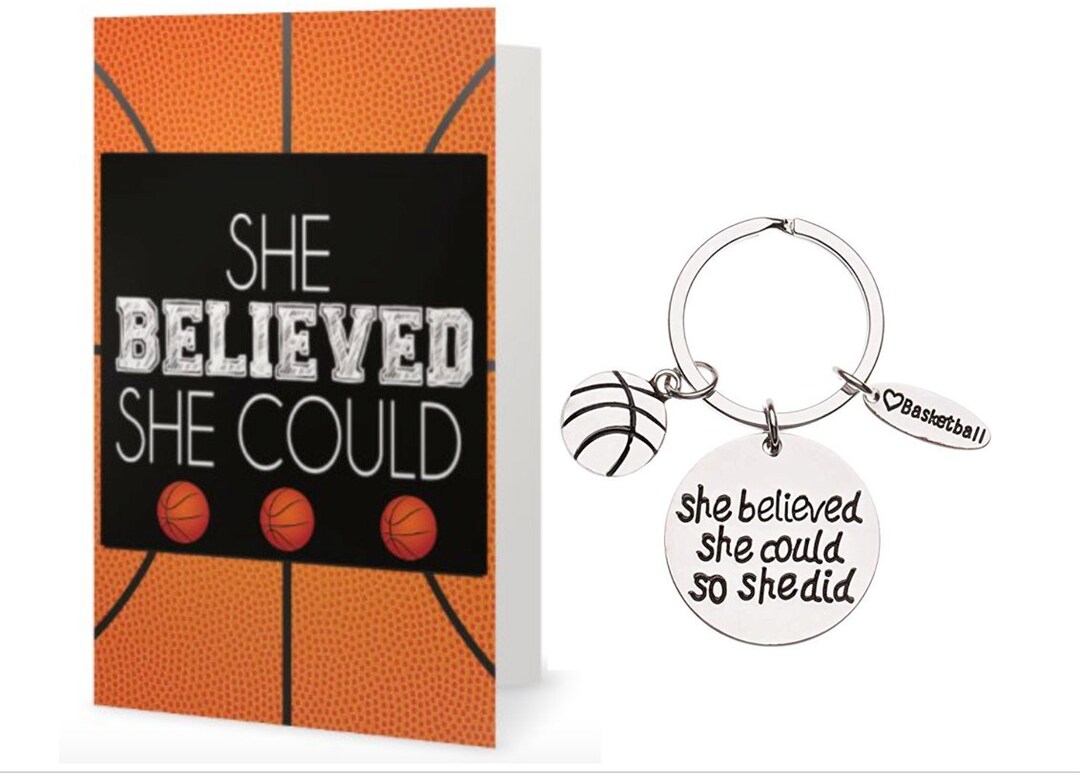 Girls Basketball Charm Keychain & Card Basketball Gift-she Believed She ...