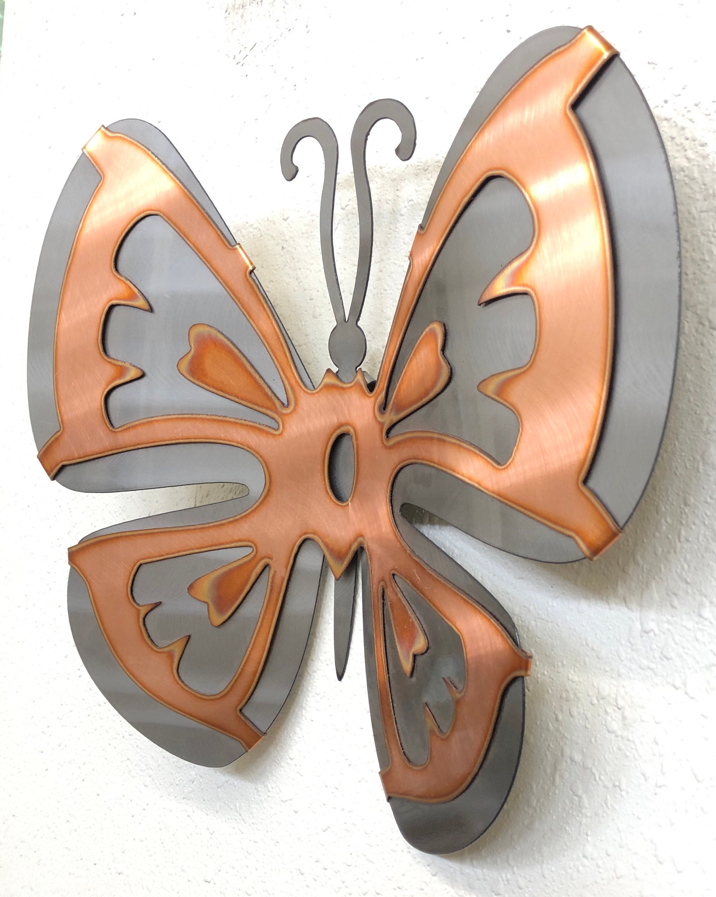 Skipper Butterfly Torch Cut Copper on Steel Wall Hanging. | Etsy UK