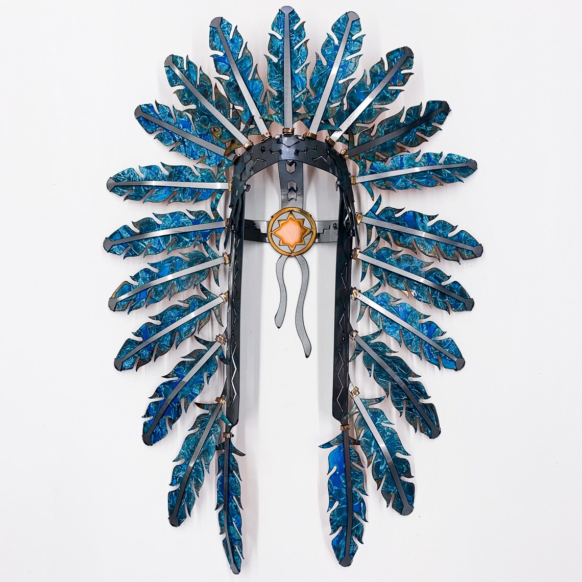Native Headdress - Torch Cut Copper on Steel Wall Hanging. - Etsy