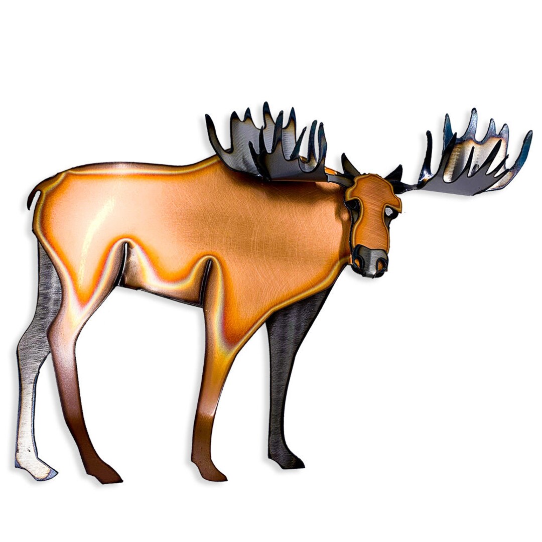 Moose (standing) - Torch Cut Copper on Steel Wall Hanging. - Etsy