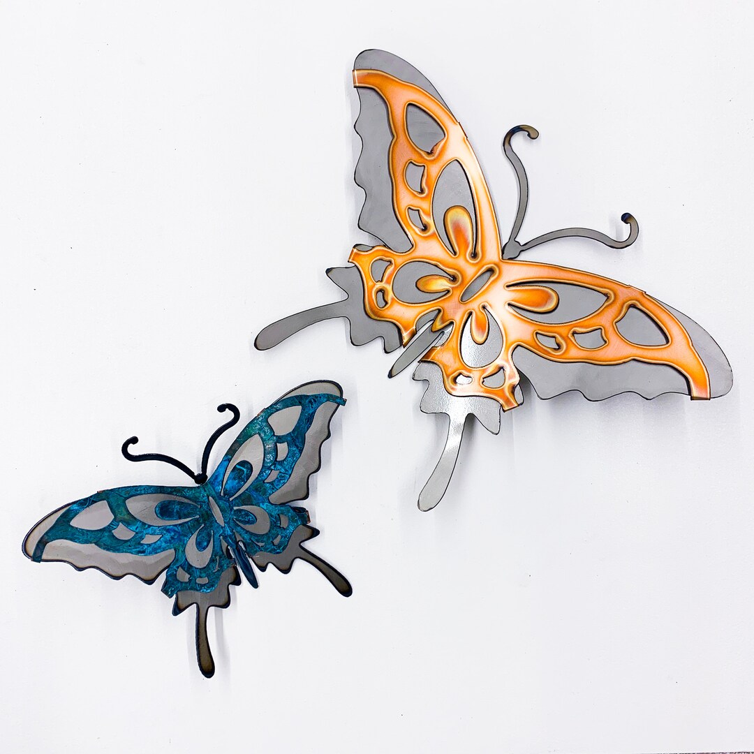 Tiger Tail Butterfly - Torch Cut Copper on Steel Wall Hanging. - Etsy