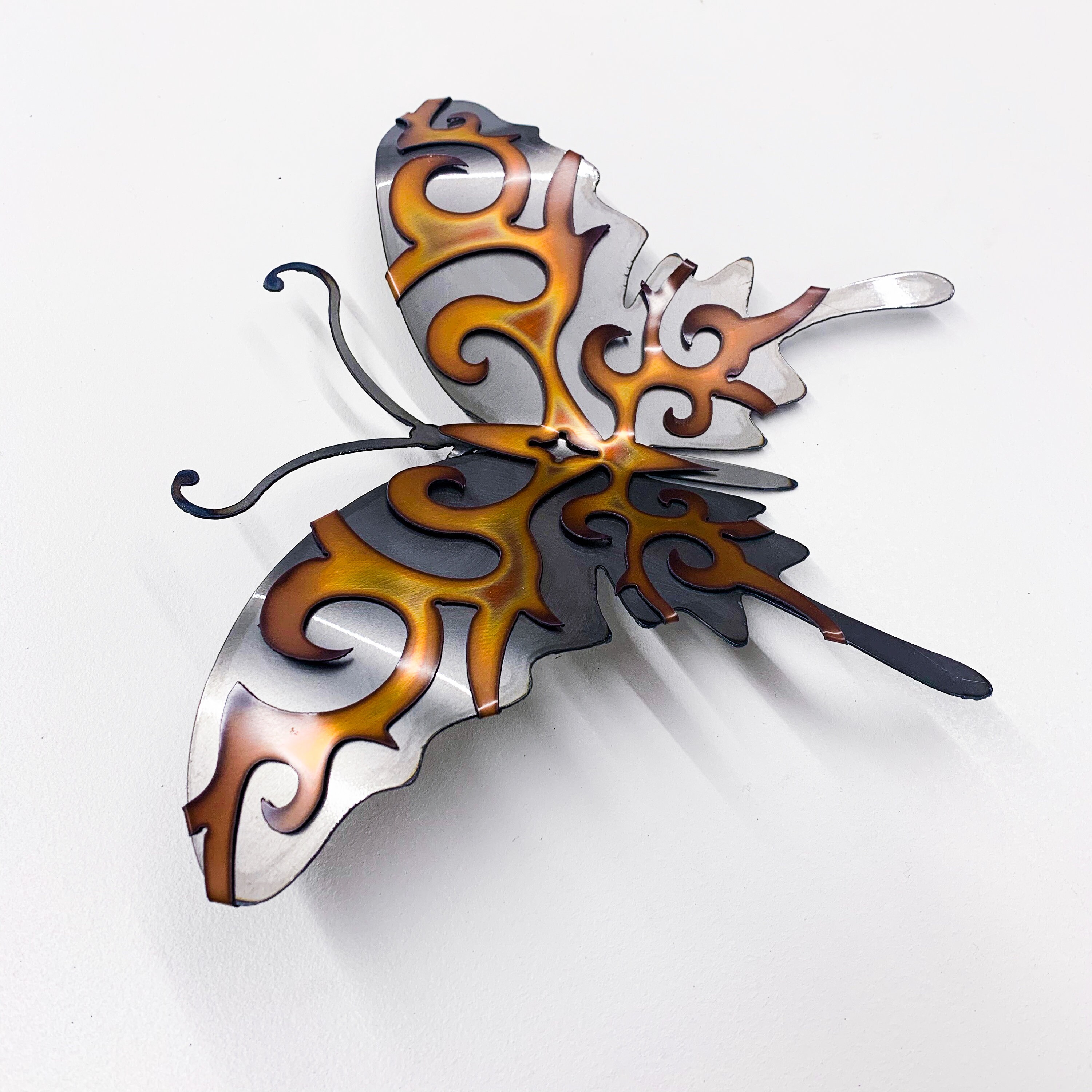 Tiger Tail Butterfly scrolled Torch Cut Copper on Steel - Etsy
