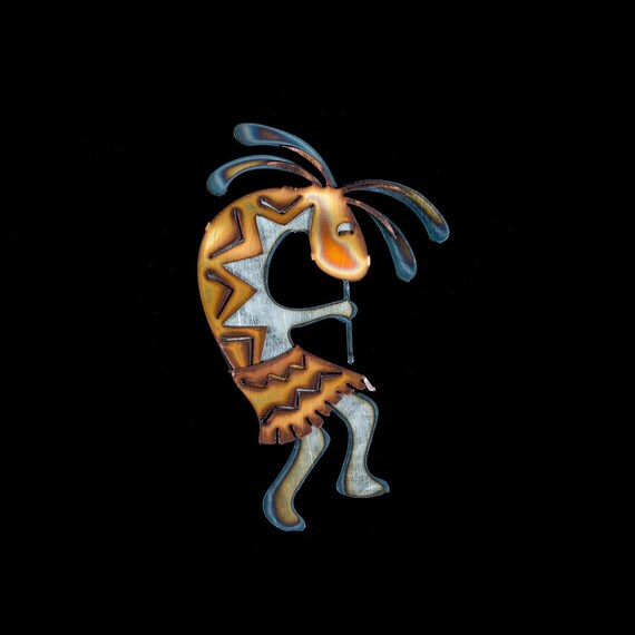 Kokopelli flute down Torch cut copper on steel wall | Etsy