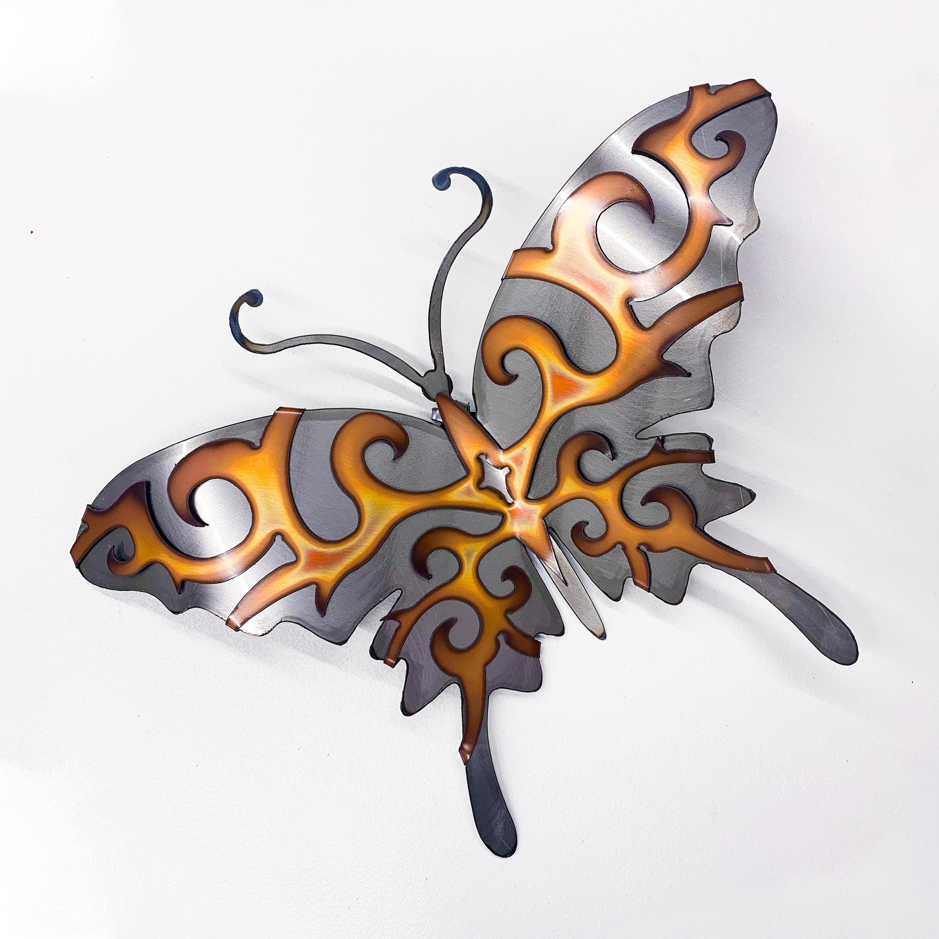 Tiger Tail Butterfly scrolled Torch Cut Copper on Steel - Etsy