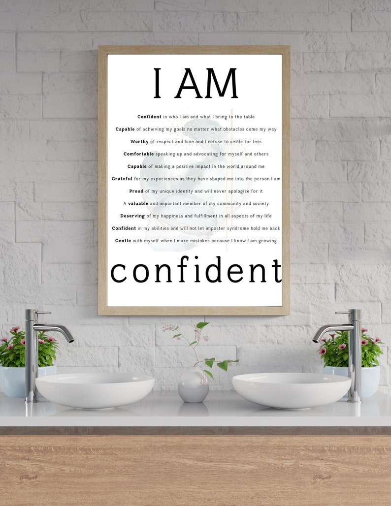 PRINTABLE Positive Affirmation Wall Art Print for Self Confidence ...
