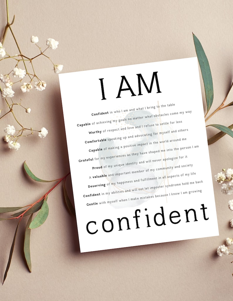 PRINTABLE Positive Affirmation Wall Art Print for Self Confidence ...