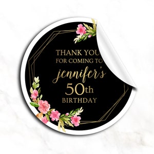 Personalize Sticker 50th Birthday Labels, Gold Black Labels, 50th ...