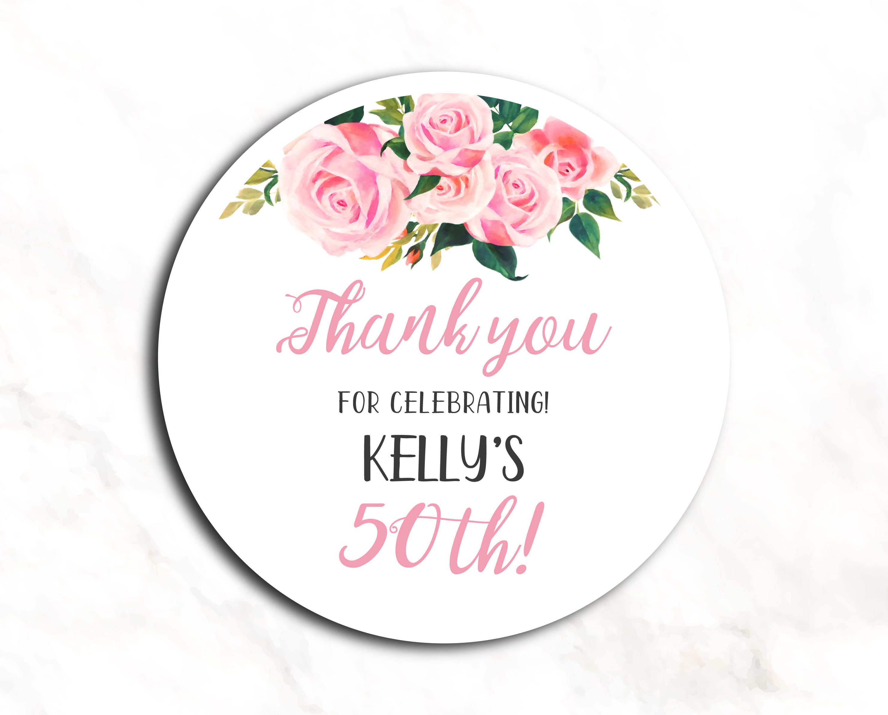50th Birthday Stickers Blush Floral party stickers | Etsy