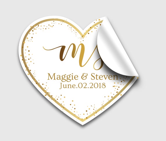 Heart Shape Wedding Sticker Labels Personalized Stickers - Etsy