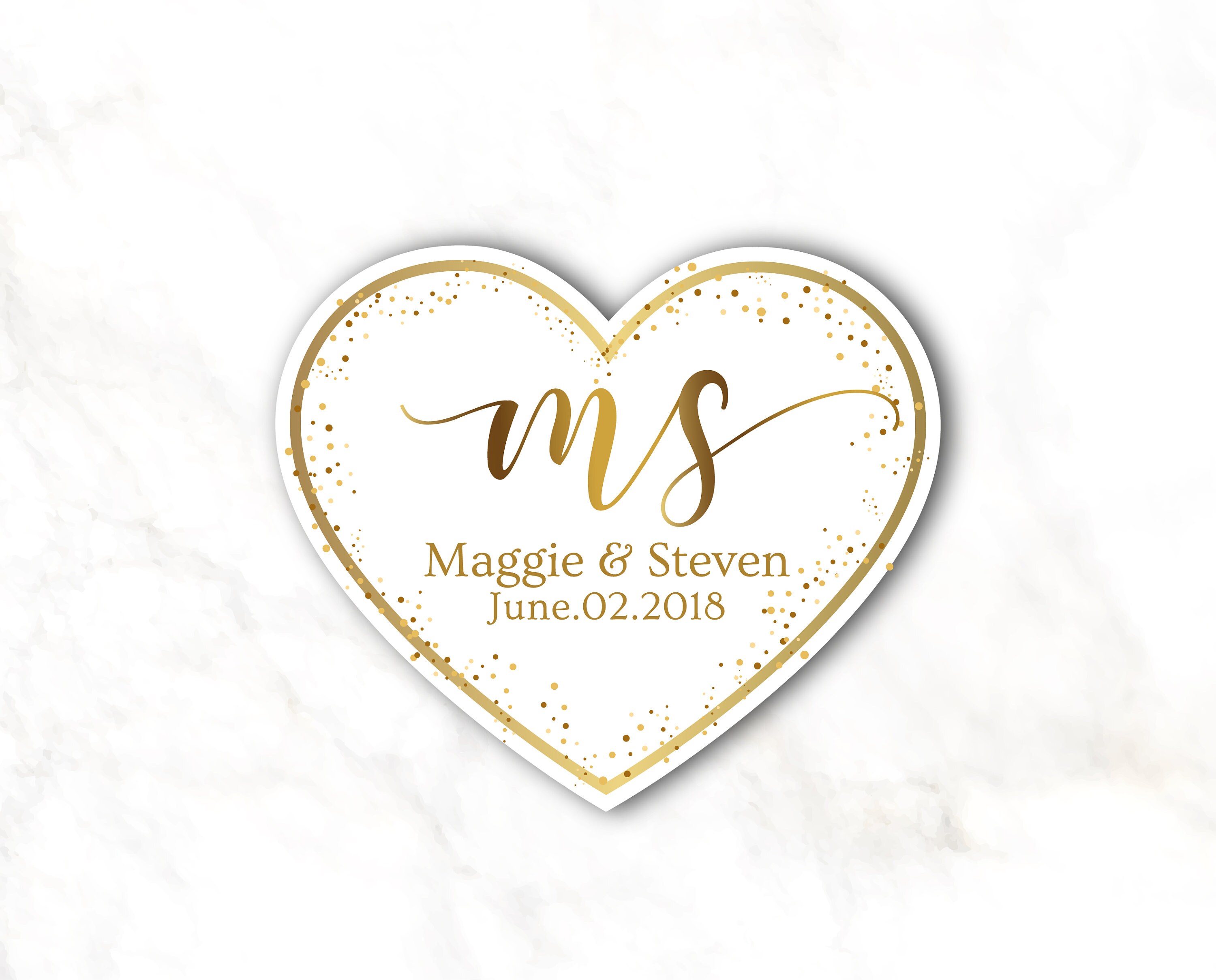 Heart shape wedding sticker labels Personalized stickers | Etsy