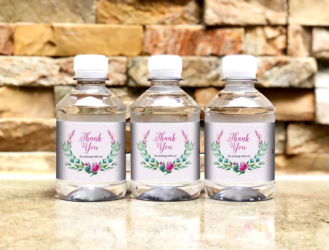 Personalized Waterproof Water Bottle Labels: Watercolor Floral, Bridal ...