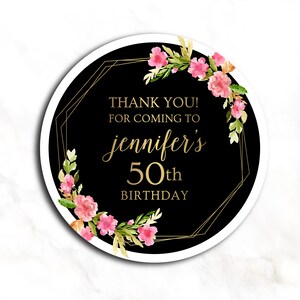 Personalize Sticker 50th Birthday Labels, Gold Black Labels, 50th ...