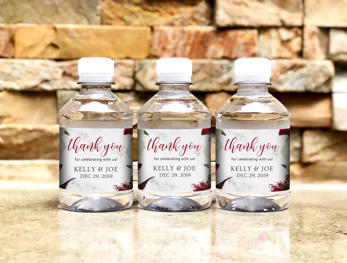 Printed Water Bottle Label Rose Flowers Labels Stickers | Etsy