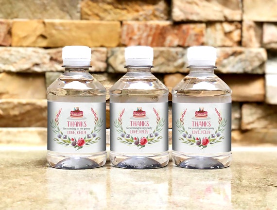 Birthday Water Bottle Label Cake Stickers Water Labels - Etsy
