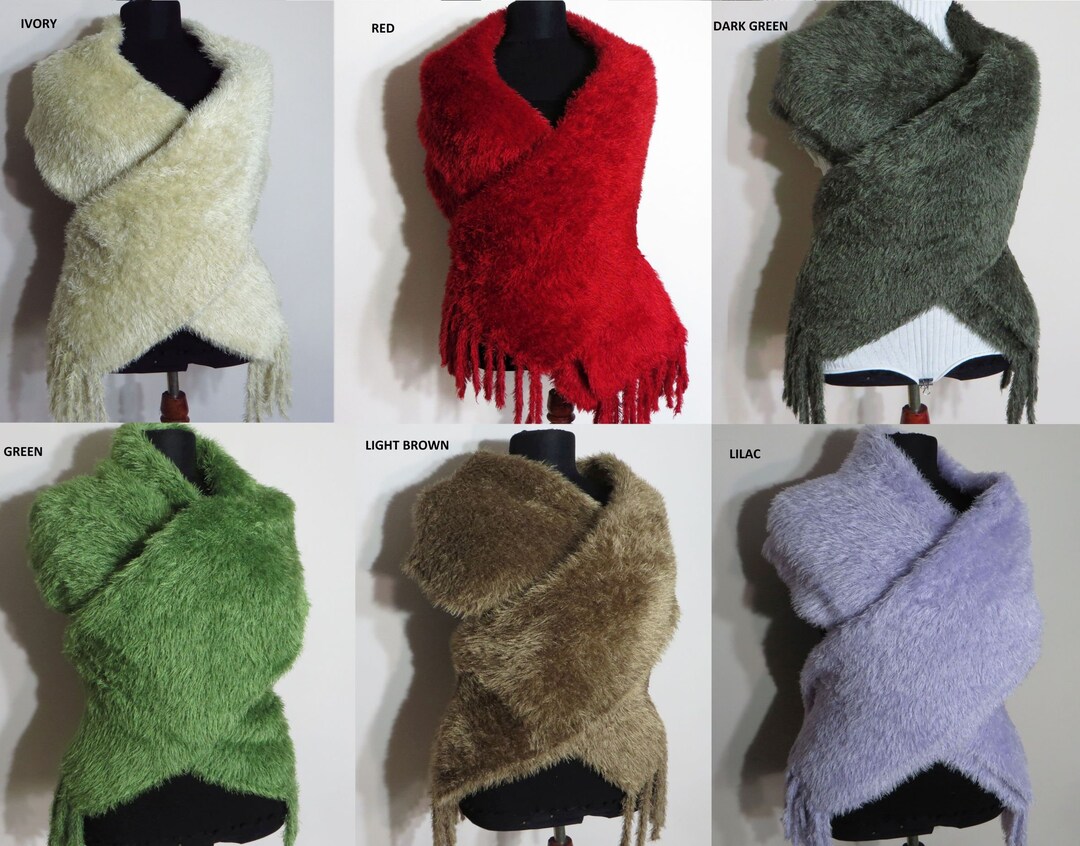 Oversize Fluffy Scarf, Winter Furry Shawl, Lilac Fuzzy Wrap, Women Cozy ...