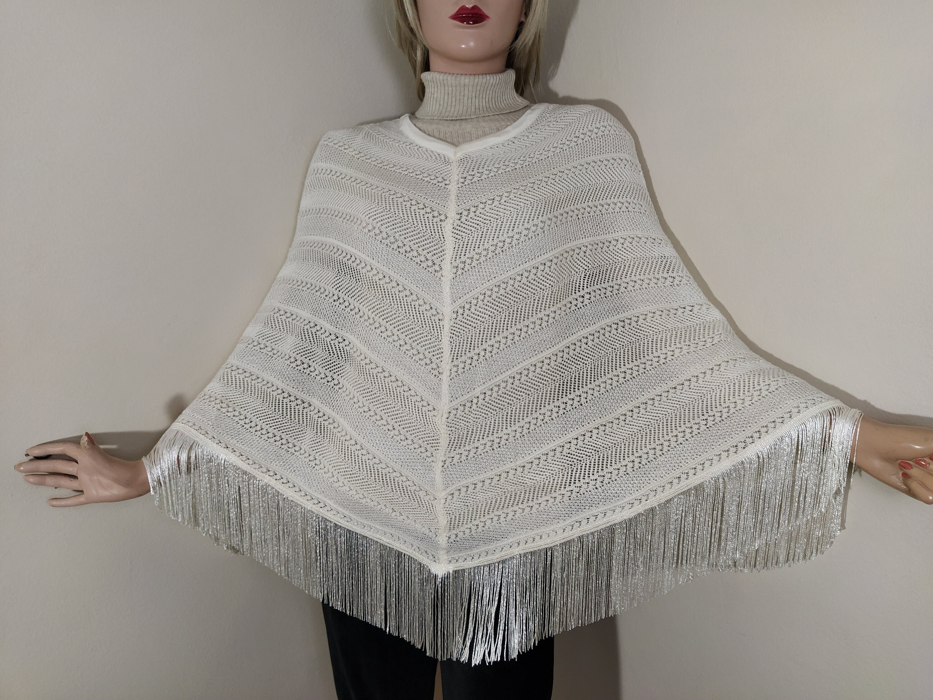 Women Lightweight Poncho, Thin Lace Poncho, Crochet White Poncho, Ivory ...