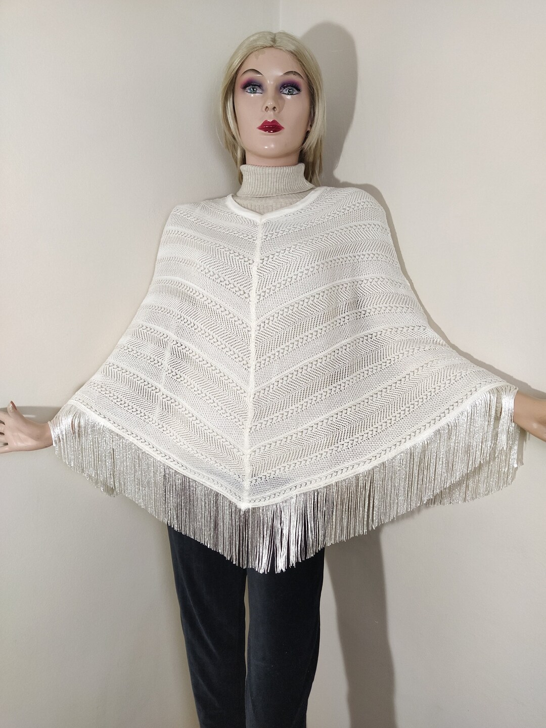 Women Lightweight Poncho, Thin Lace Poncho, Crochet White Poncho, Ivory ...