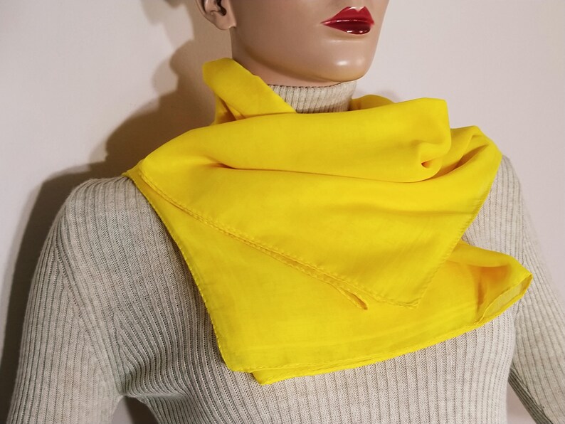 Yellow Cotton Scarf, Square Plain Scarf, Lightweight Soft Foulard, Men ...