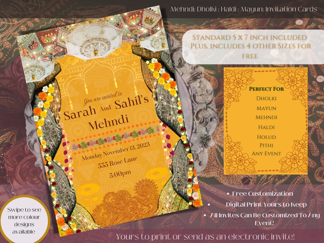 Mehndi Invitations as Mendhi Invites Digital Mehndi Invites & Mehndi ...