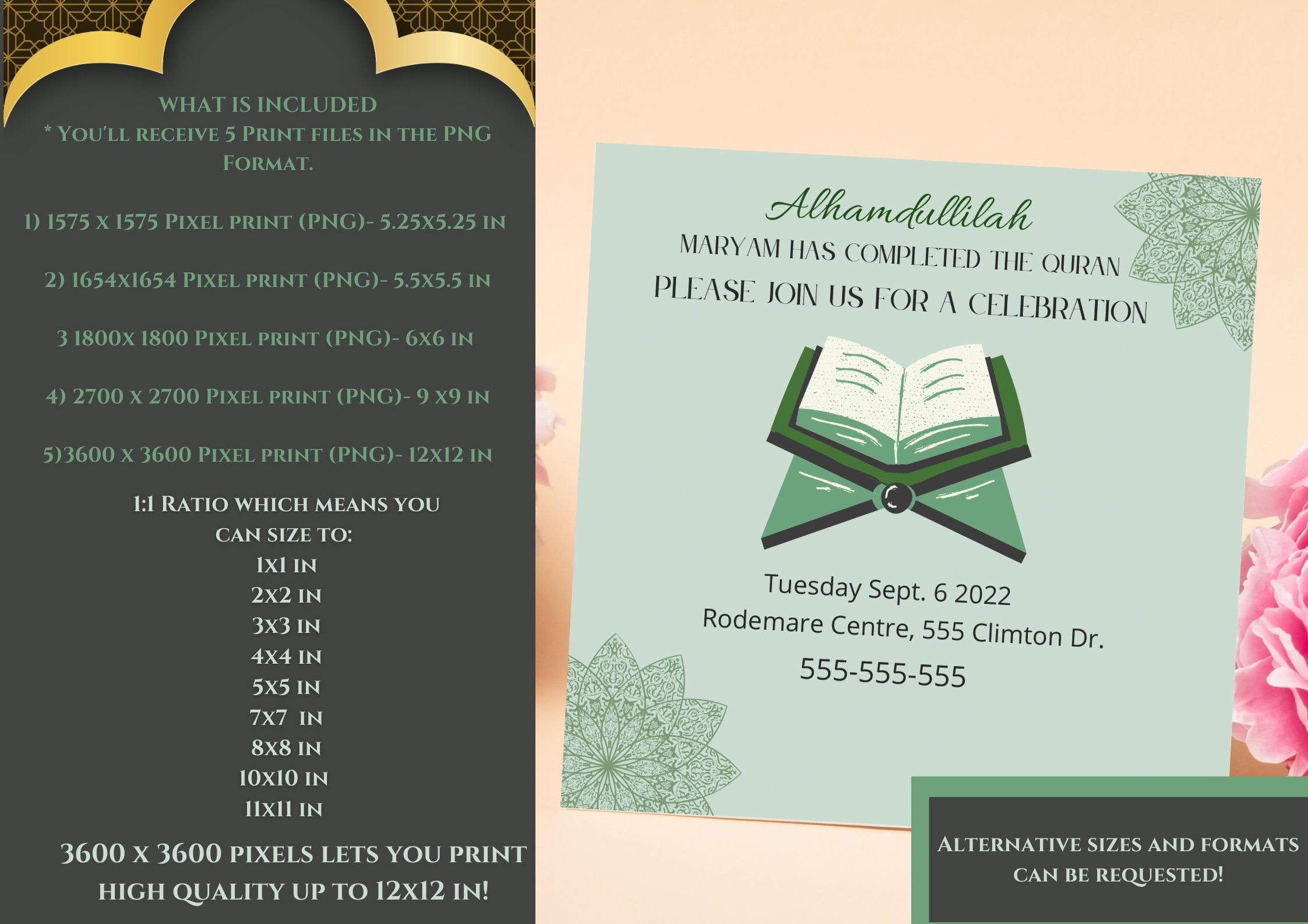 Quran Completion Mubarak Invitation Card Khatm E Quran - Etsy