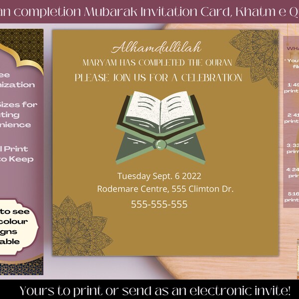 Quran Completion Invitation Card - Etsy