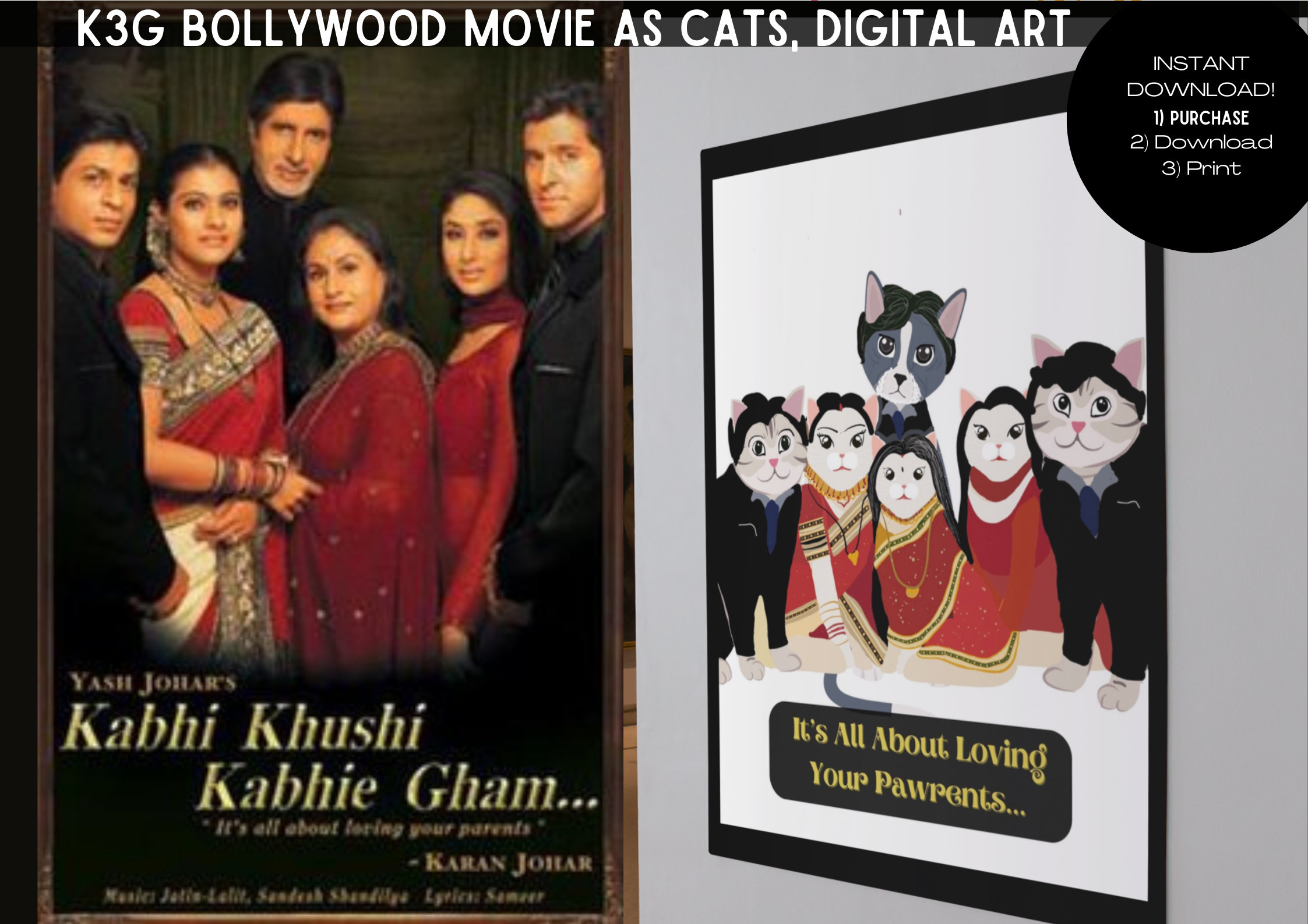 Bollywood Movie Kabhi Khushi Kabhi Gham Family Poster K3G - Etsy
