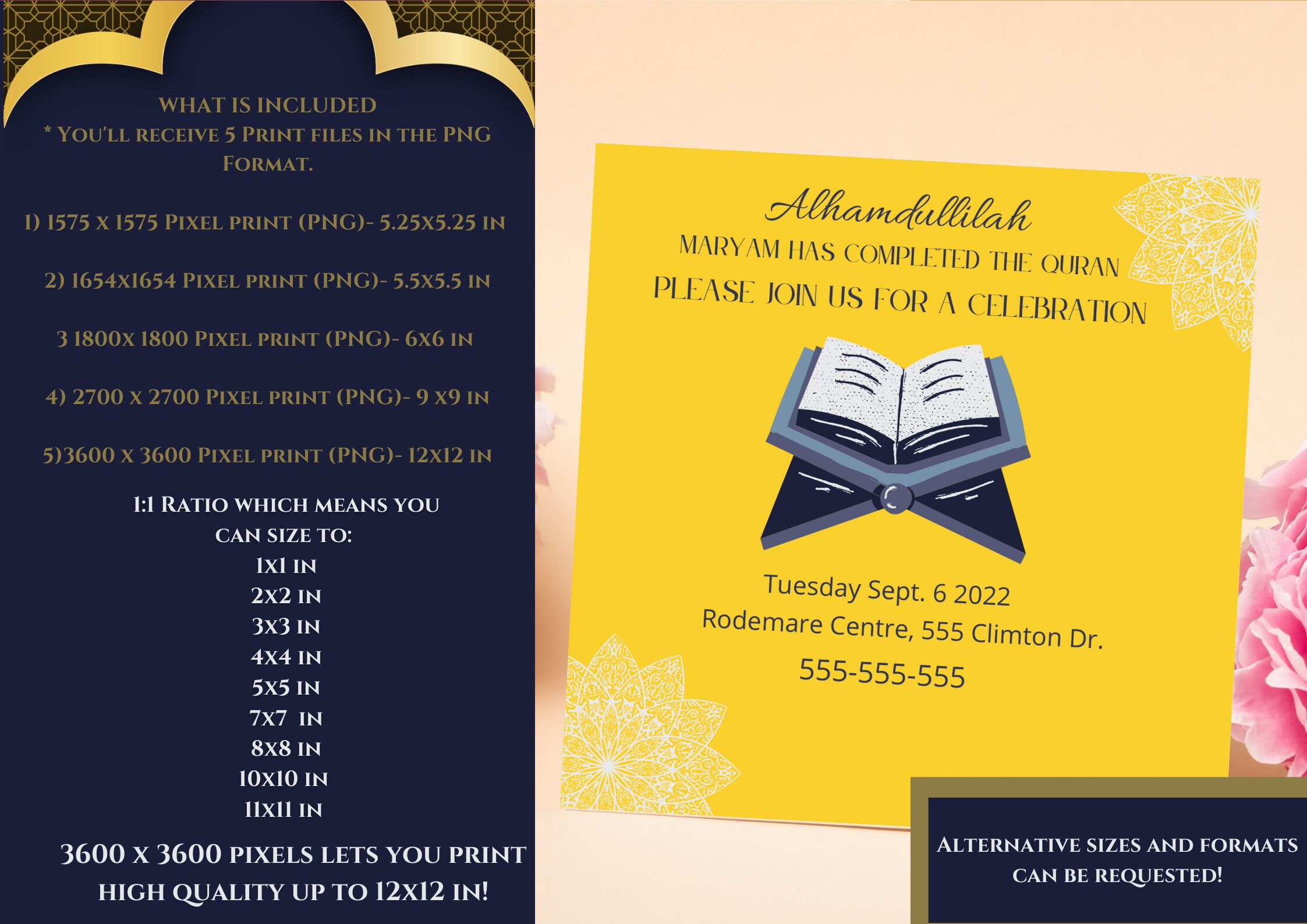 Quran Completion Mubarak Invitation Card, Khatm E Quran Muslima Invites ...
