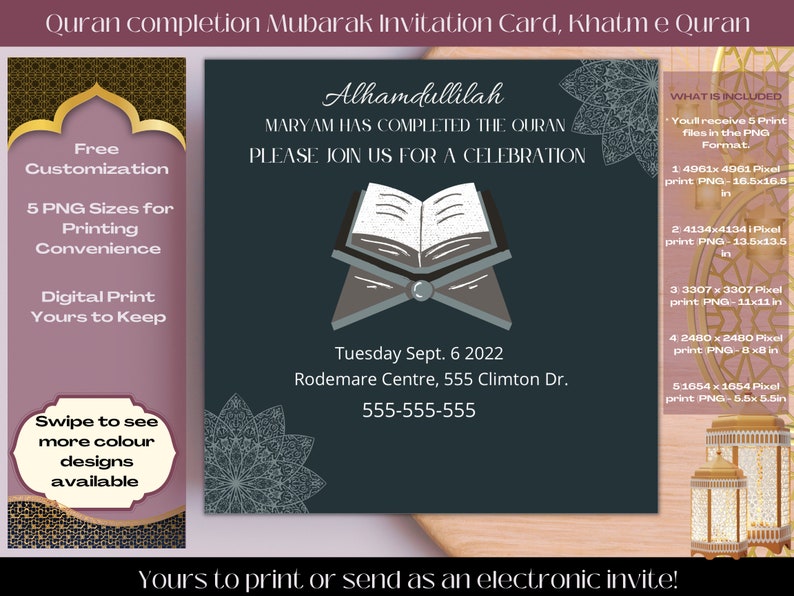 Quran Completion Mubarak Invitation Card Khatm E Quran - Etsy Denmark