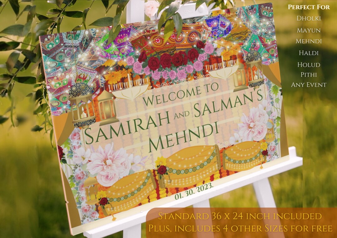 MEHNDI WELCOME SIGN as Mehndi Sign Mendhi Umbrella Desi Decor as ...