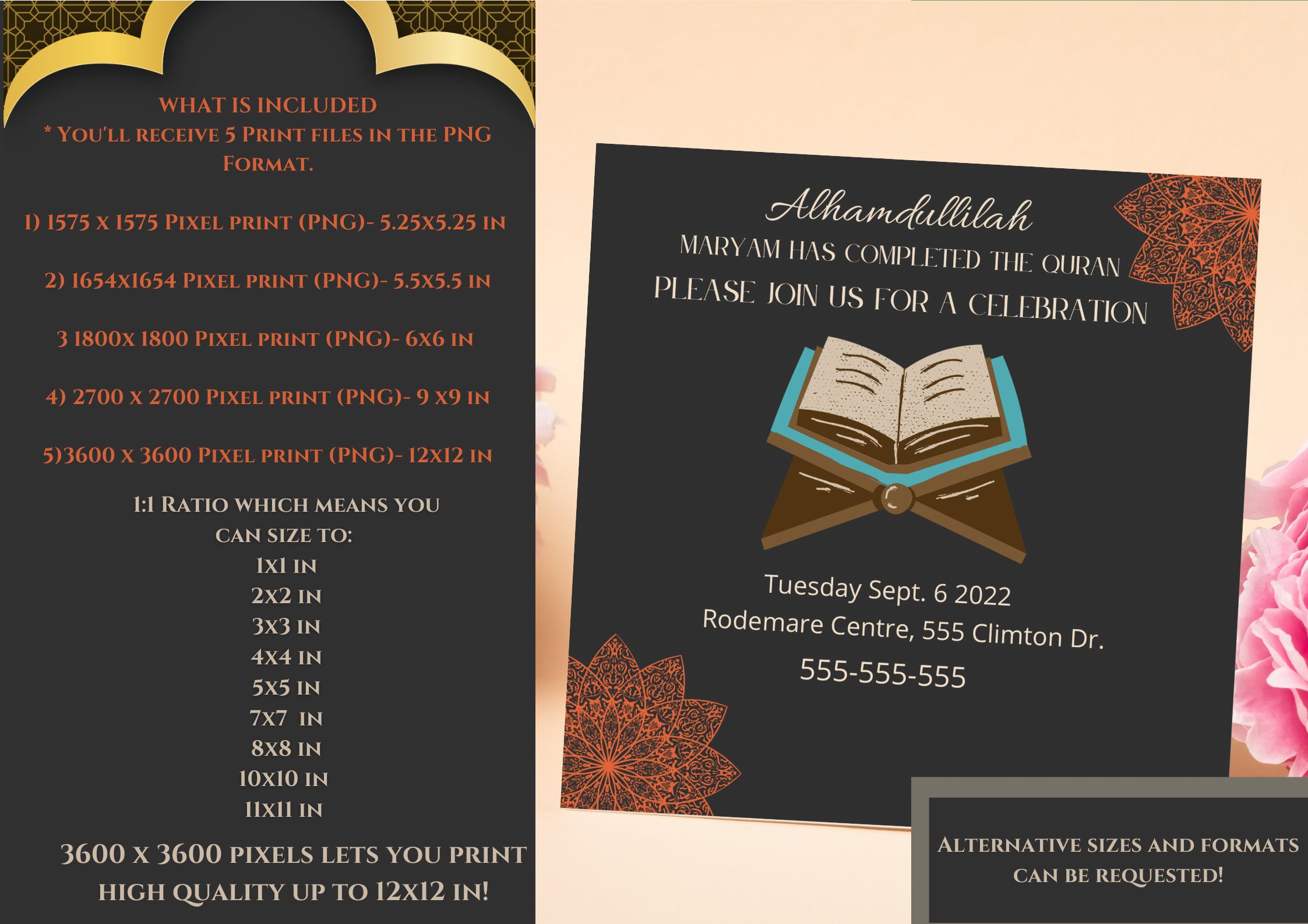 Quran Completion Mubarak Invitation Card, Khatm E Quran Muslima Invites ...