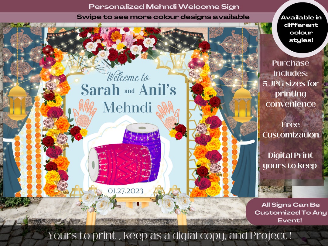 MEHNDI WELCOME SIGN as Mehndi Sign Mendhi Sign as Mendhi - Etsy
