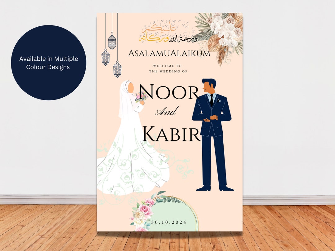 ISLAMIC WEDDING NIKAH Welcome Sign, Islamic Wedding, Islamic Couple ...