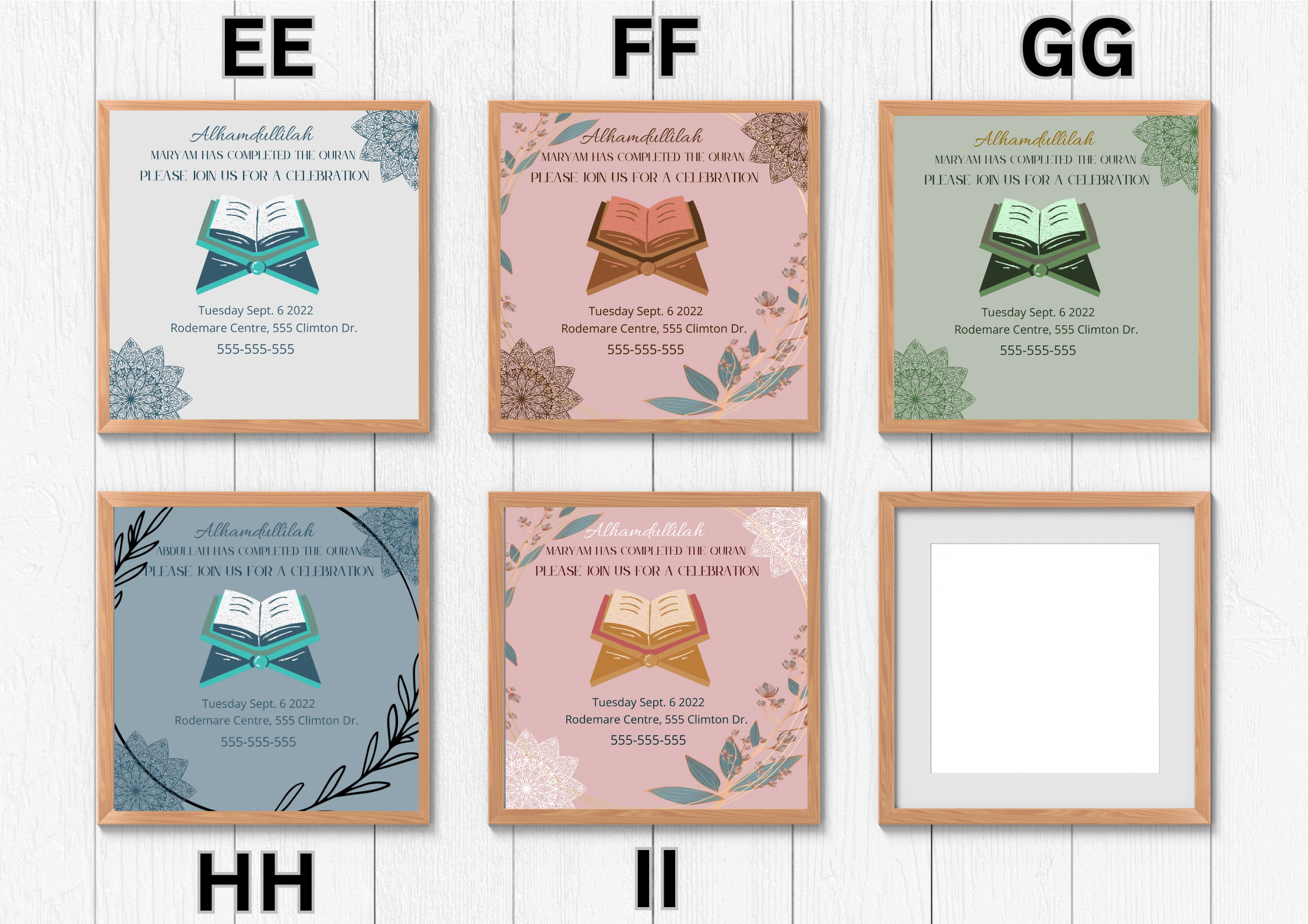 Quran Completion Mubarak Invitation Card, Khatm E Quran Muslima Invites ...