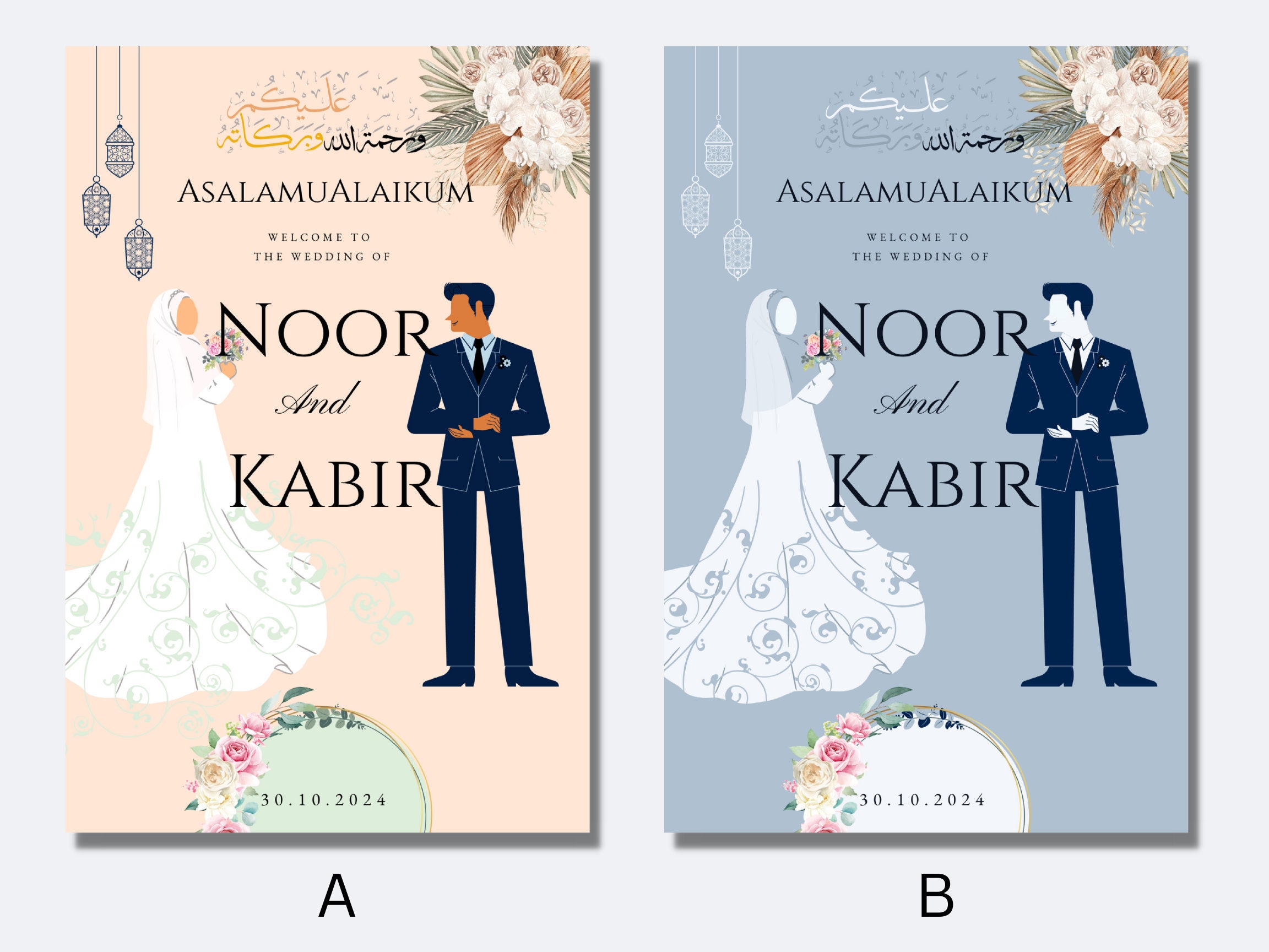 ISLAMIC WEDDING NIKAH Welcome Sign, Islamic Wedding, Islamic Couple ...