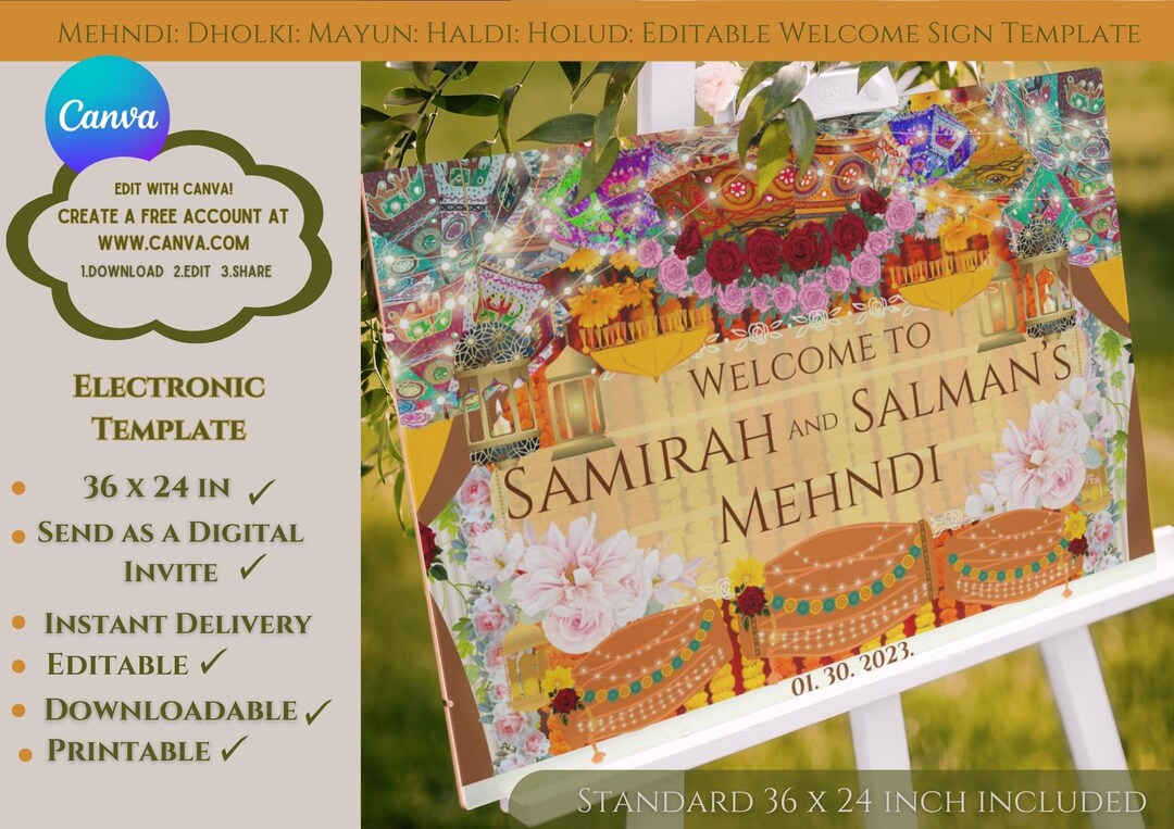 MEHNDI WELCOME SIGN as Mehndi Sign Mendhi Umbrella Desi Decor as ...