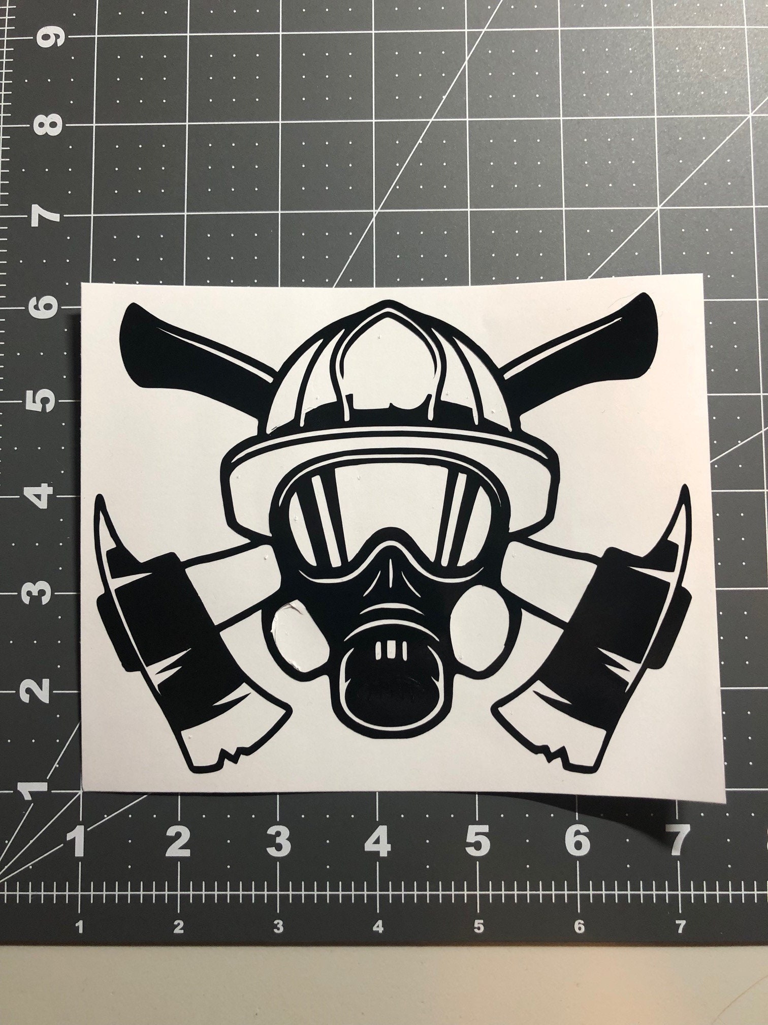 Firefighter Axe Mask Permanent Vinyl Decal / Sticker (multiple Sizes ...